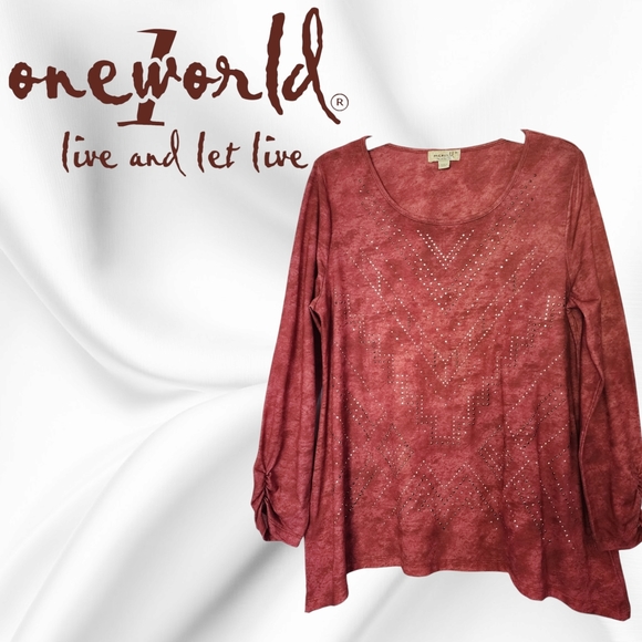 ONE WORLD | Tops | One World Studded Top M | Poshmark